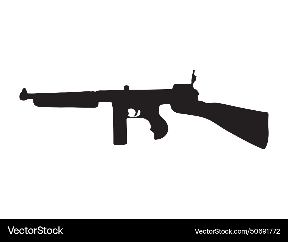 Thompson m1921 submachine gun silhouette art Vector Image