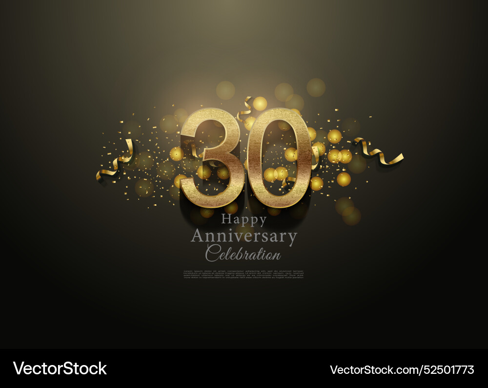 30th anniversary with elegant black concept Vector Image