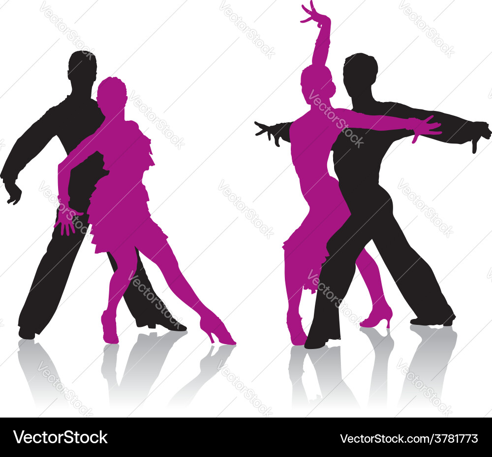 Ballroom dancers silhouettes Royalty Free Vector Image