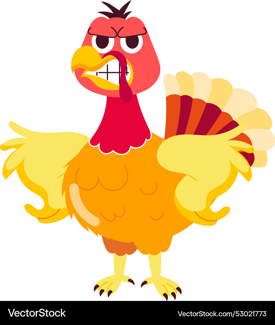 Basic rgba flat style sticker of angry turkey Vector Image