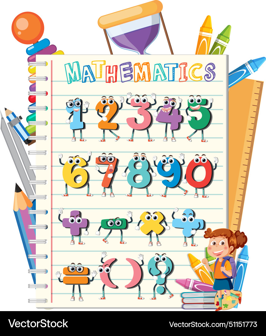 Cartoon kids and numbers in a fun math class Vector Image