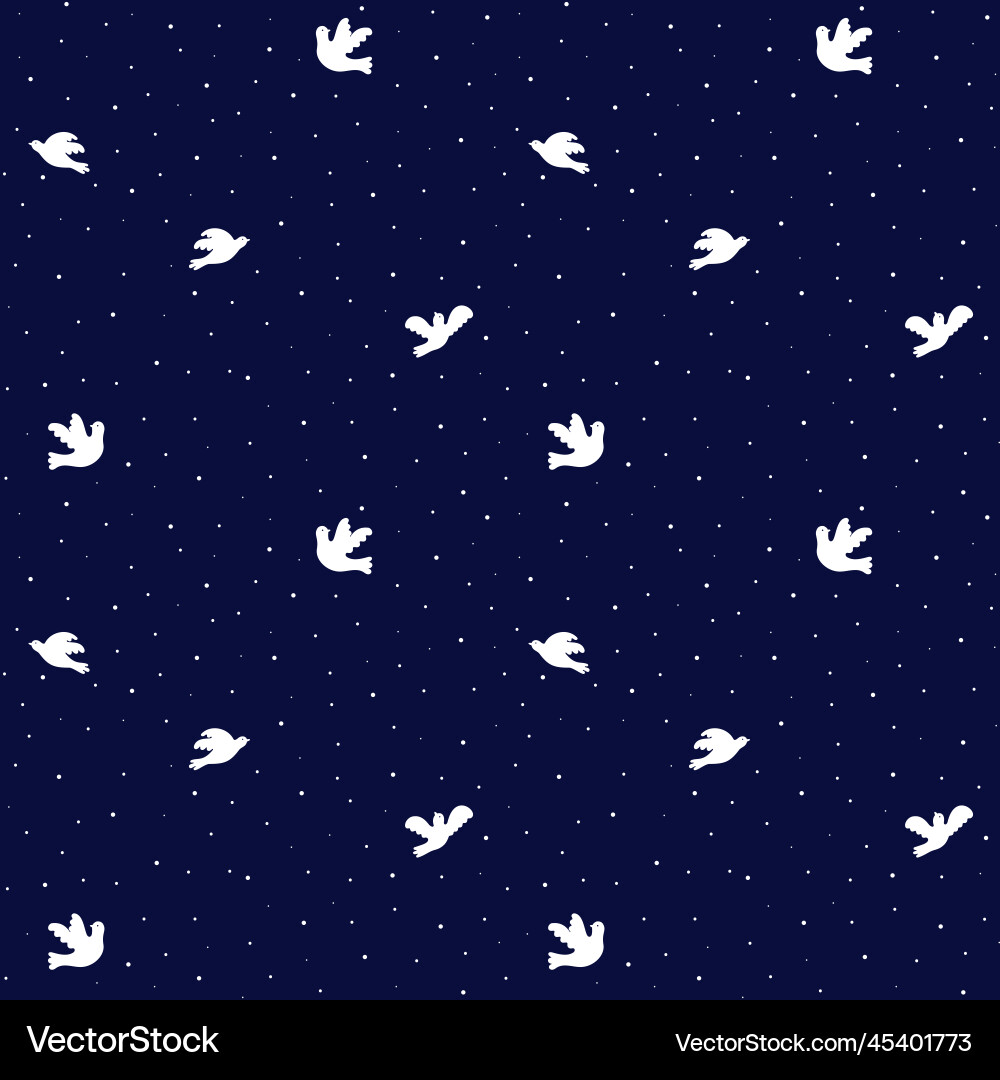 Cute bird pattern white dots tiny pigeon simple Vector Image