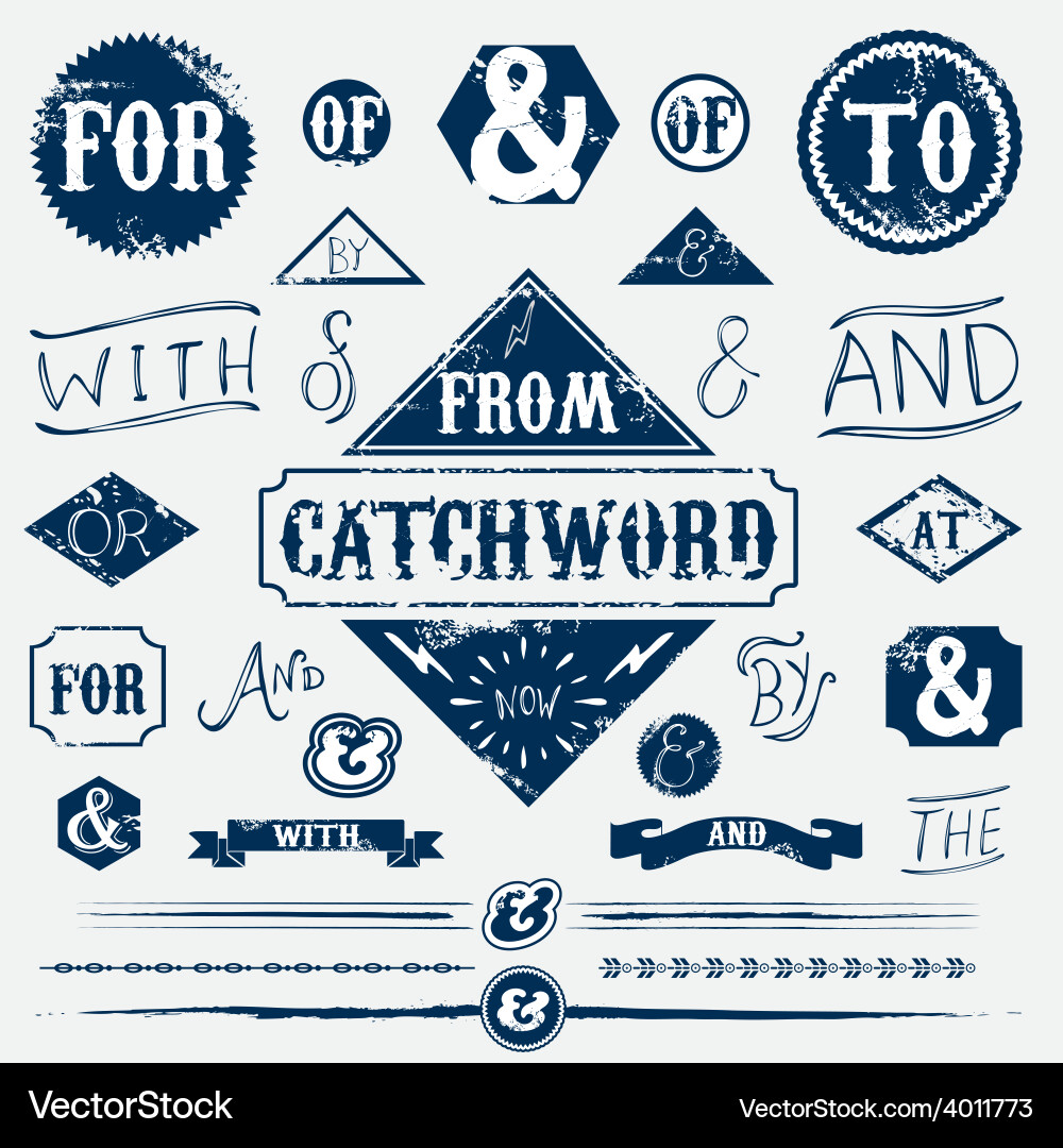 Design elements set and vintage catchword Vector Image