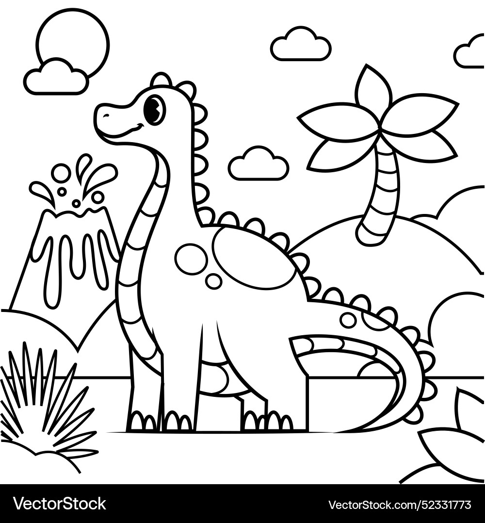 Hand drawn dinosaur coloring book Royalty Free Vector Image