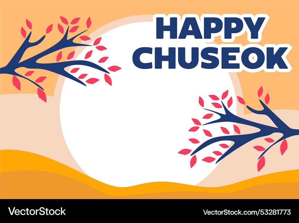 Happy chuseok day with tree and moon Royalty Free Vector