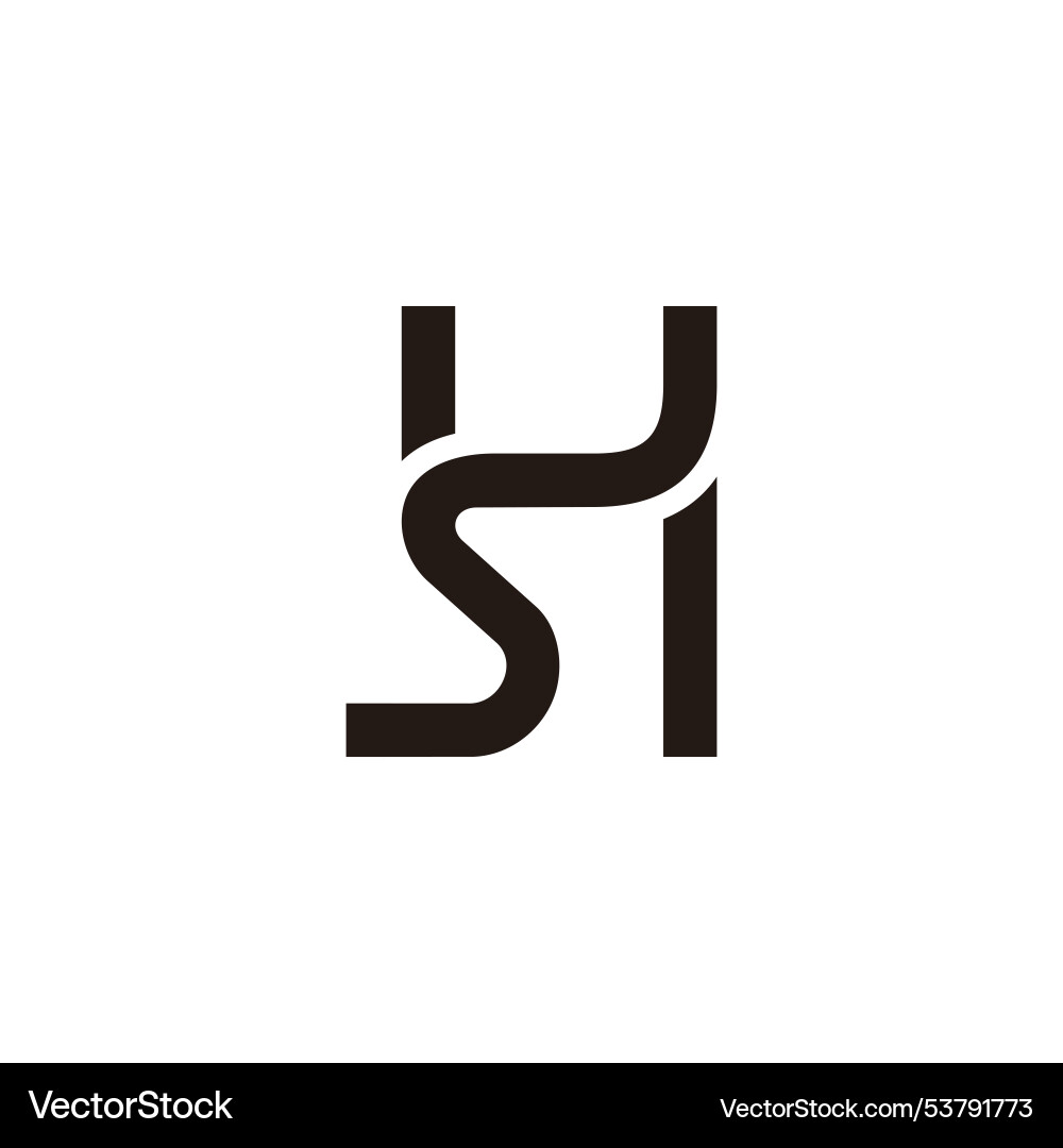 Letter sh curves thin lines logo Royalty Free Vector Image
