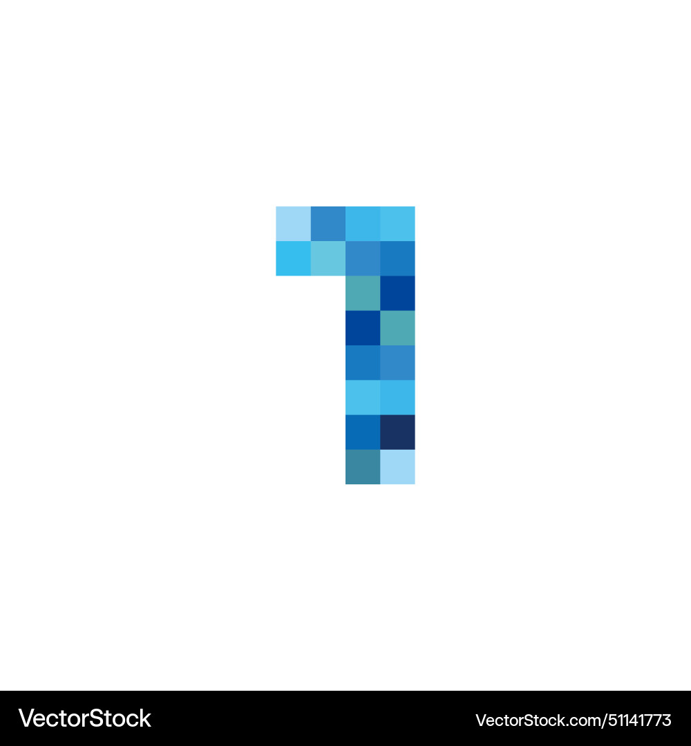 Number 1 pixel simple blue logo symbol Royalty Free Vector