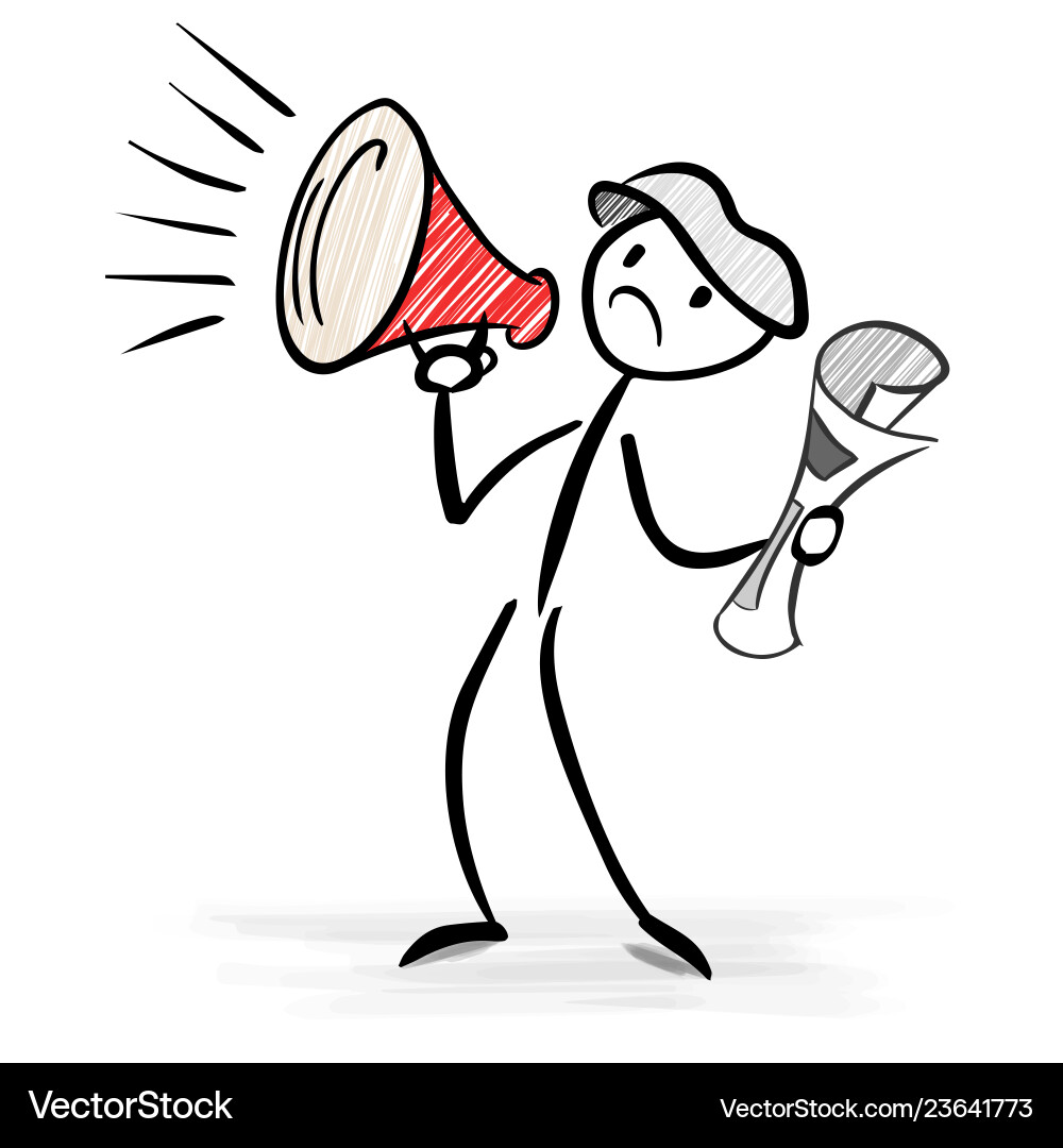 Paperboy Announcing with Megaphone Royalty Free Vector Image