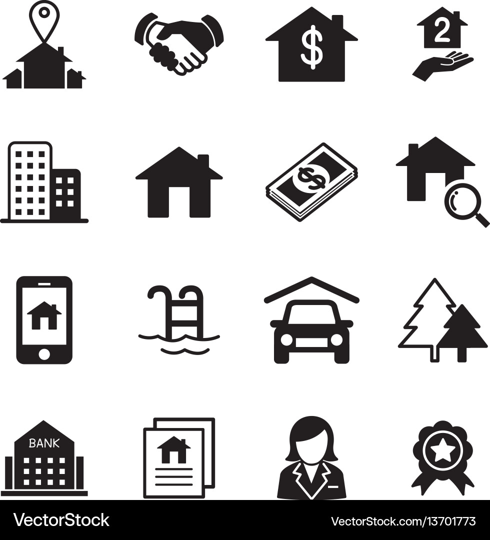 Real estate icons symbol set Royalty Free Vector Image