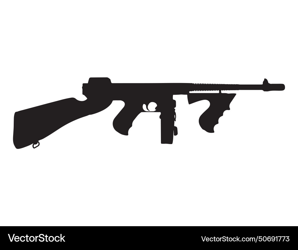 Thompson m1921 submachine gun silhouette art Vector Image