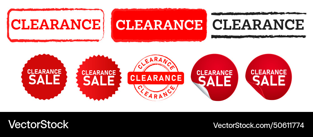 Clearance circle and rectangle red stamp label Vector Image