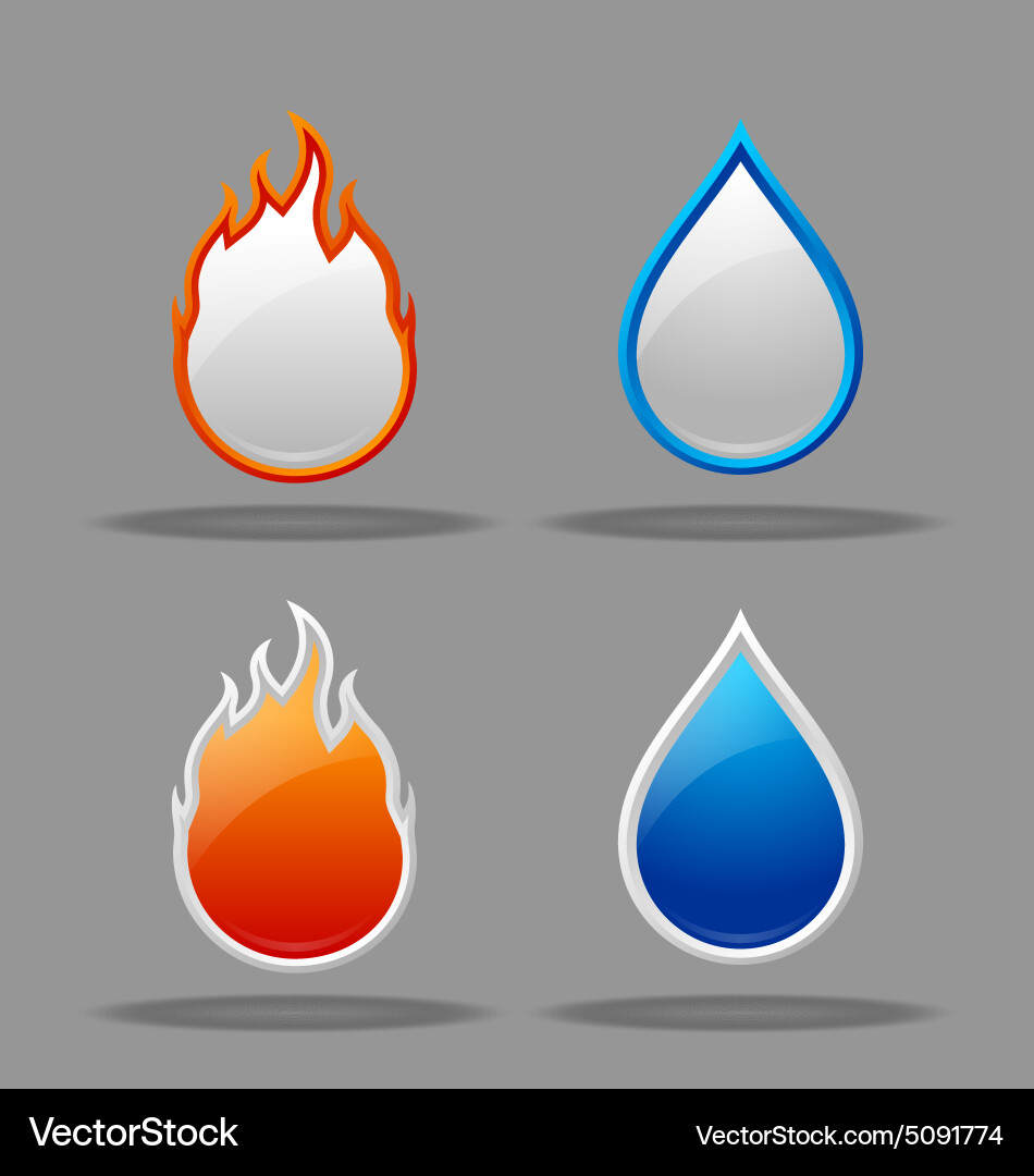 Fire and water icons Royalty Free Vector Image
