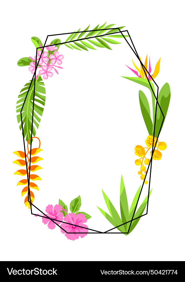 Frame with tropical flowers decorative exotic Vector Image