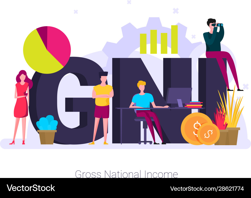 Gni gross national income acronym concept Vector Image