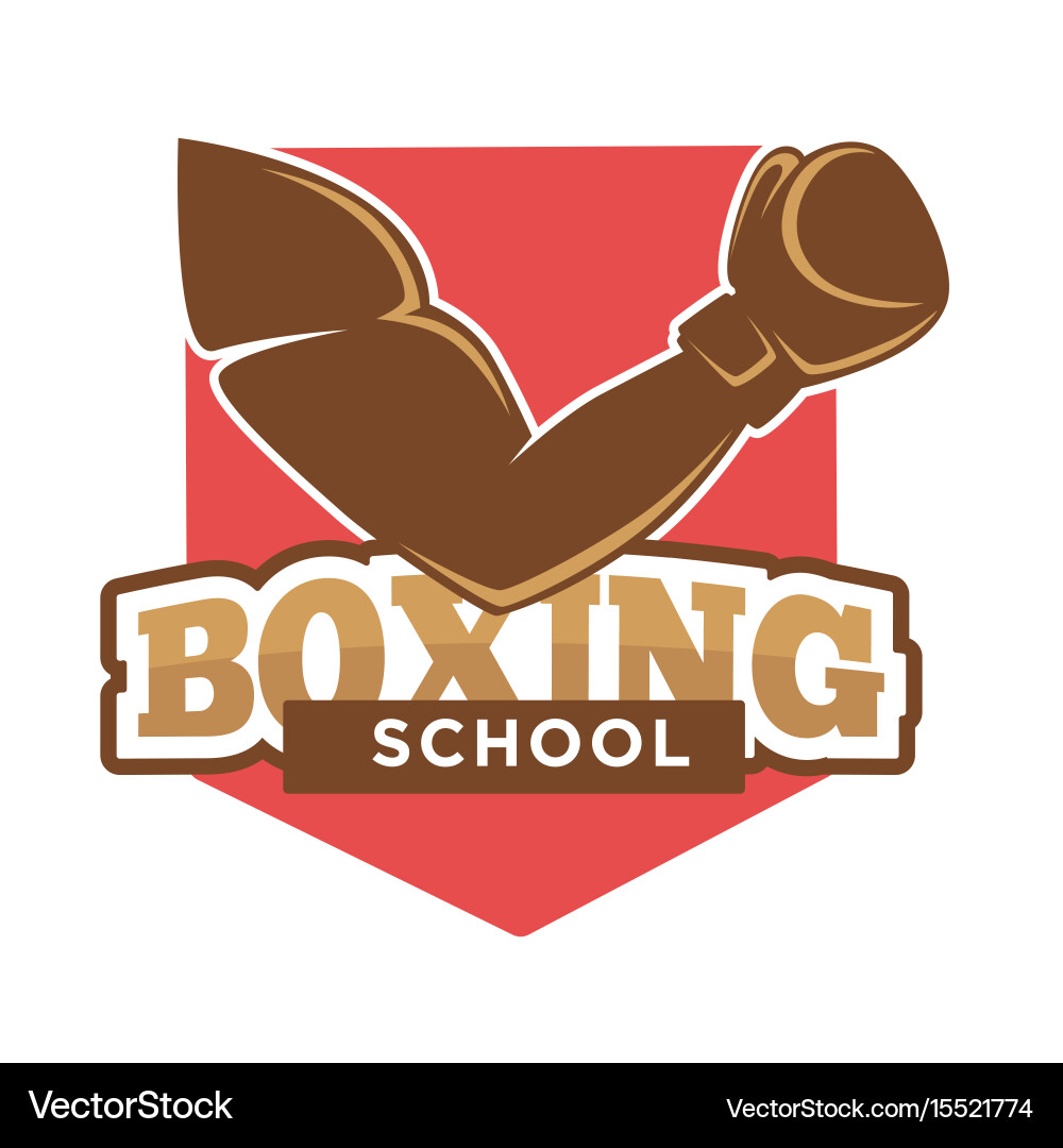 Hand on boxing school sign Royalty Free Vector Image