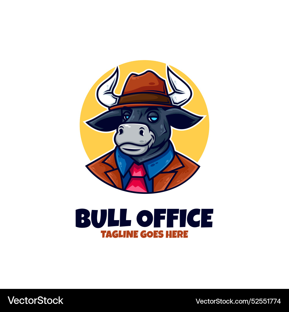Logo bull mascot cartoon style Royalty Free Vector Image