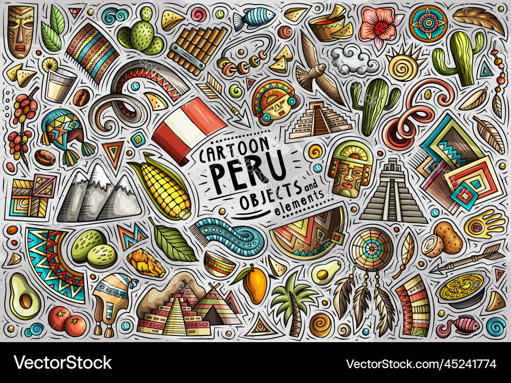 Peru Traditional Symbols & Objects Royalty Free Vector