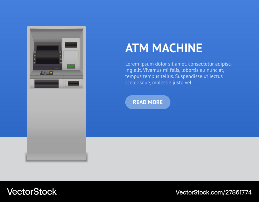 Realistic detailed 3d atm machine interface Vector Image