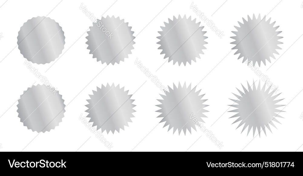 Round silver stickers with wavy and zigzag borders