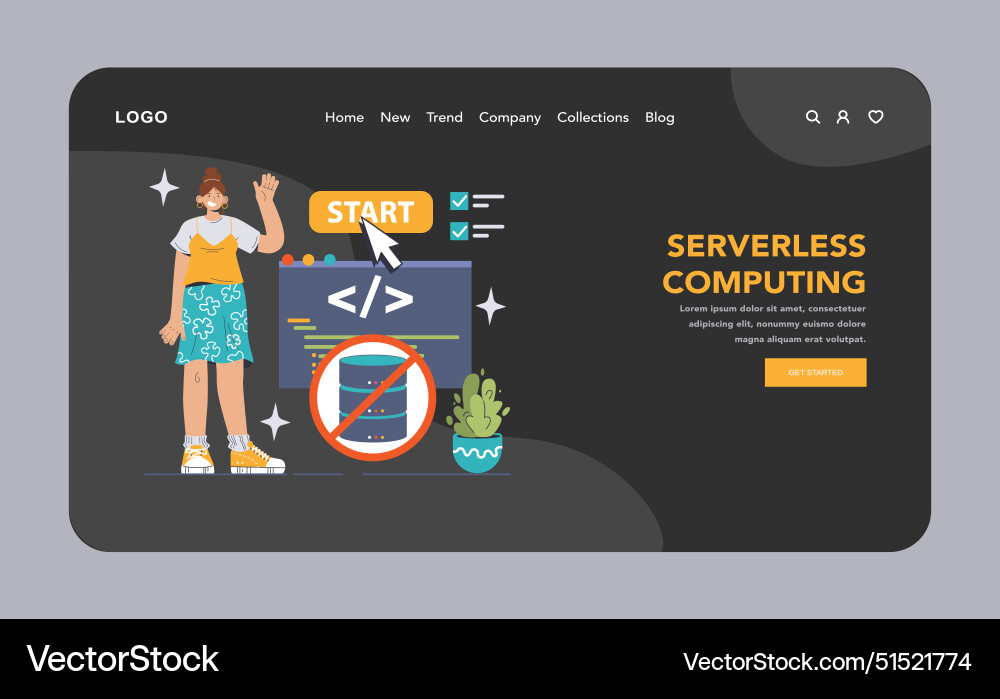 Serverless computing concept flat Royalty Free Vector Image