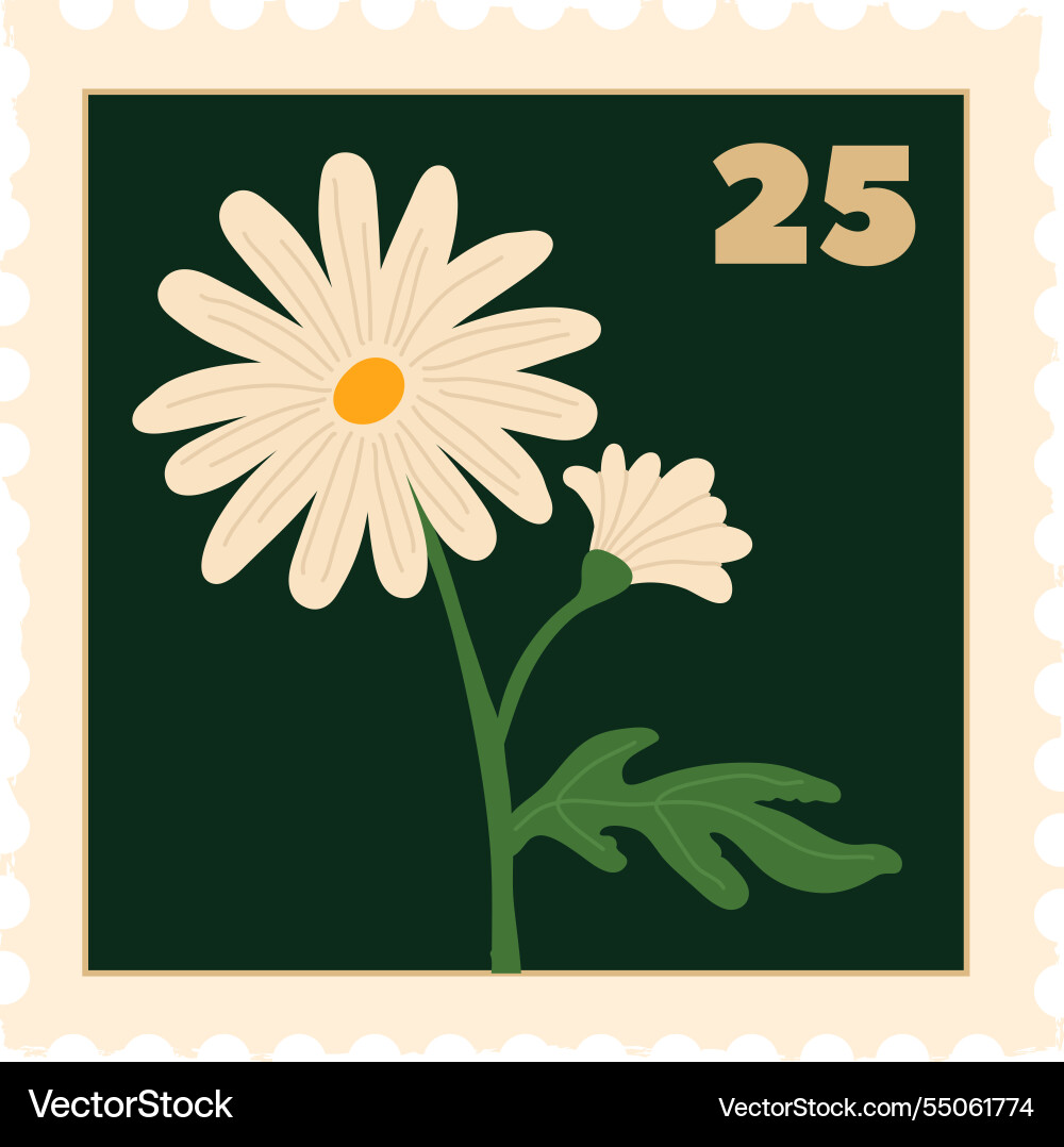 Square flower postmark Royalty Free Vector Image