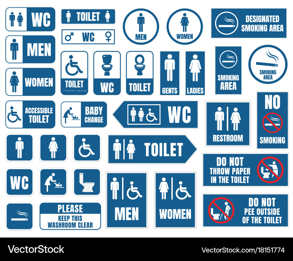 Toilet signs icons set wc Royalty Free Vector Image