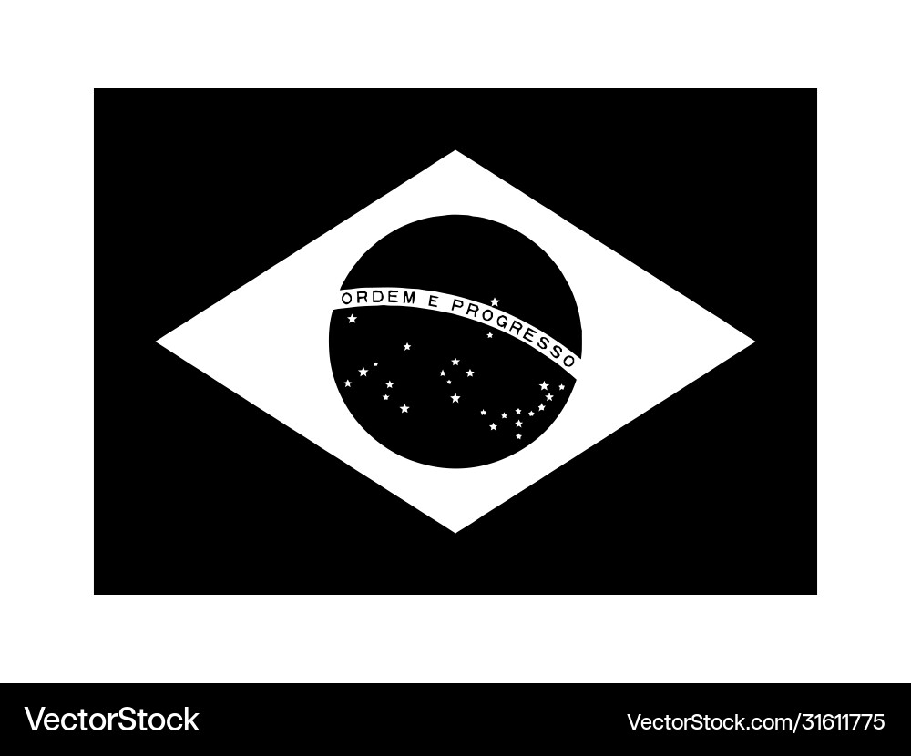 Brazil Flag - Black and White Royalty Free Vector Image