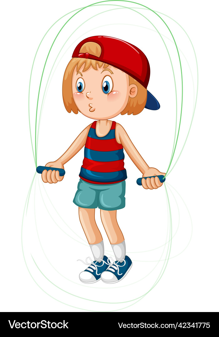 Cartoon girl jumping rope Royalty Free Vector Image