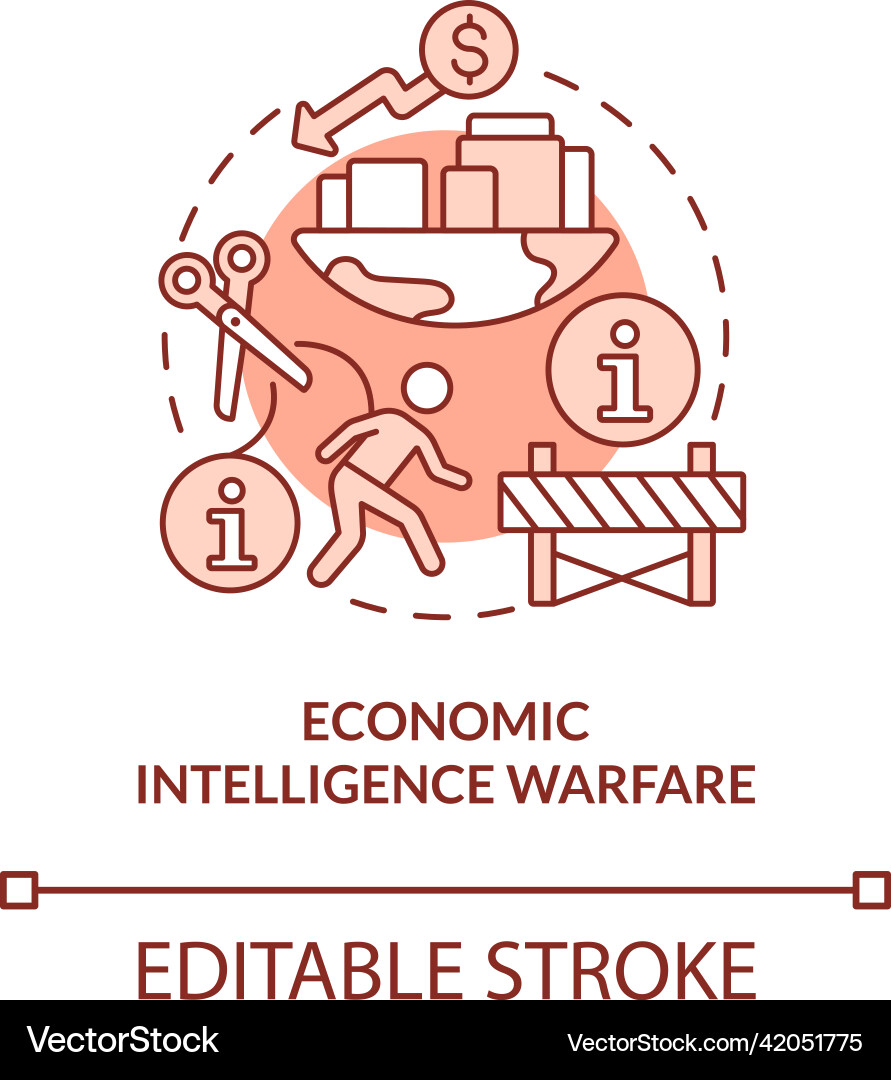 Economic intelligence warfare red concept icon Vector Image