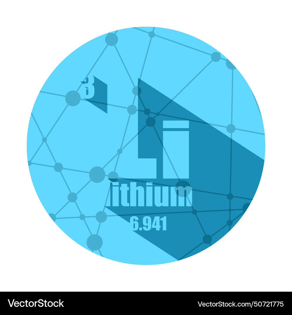 Lithium chemical element sign with atomic number Vector Image