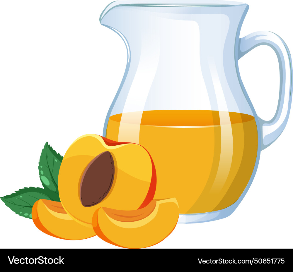 Peach juice and fresh peaches Royalty Free Vector Image