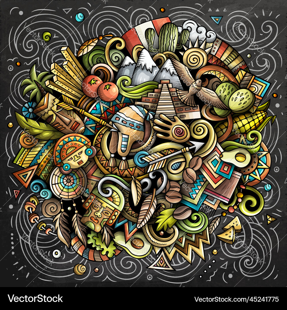 Peru cartoon doodle chalkboard Royalty Free Vector Image