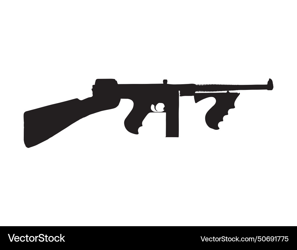 Thompson m1921 submachine gun silhouette art Vector Image