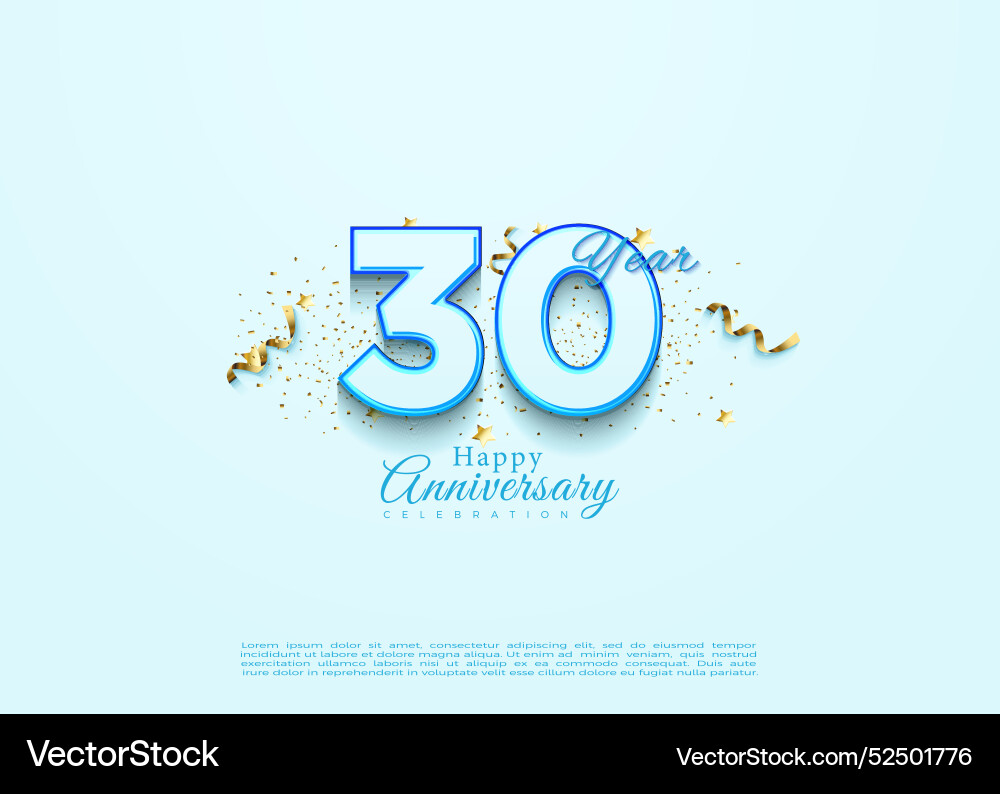 30th anniversary with beautiful coloring Vector Image