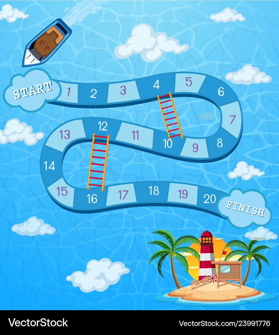 Board game ocean template Royalty Free Vector Image