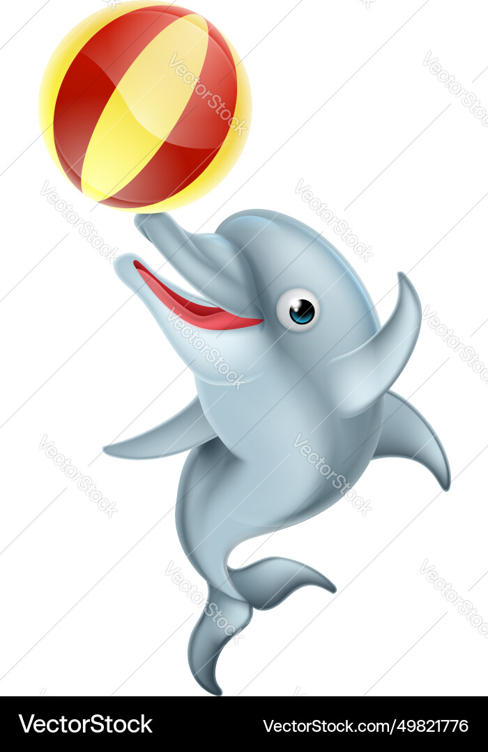 Cartoon dolphin playing with ball Royalty Free Vector Image