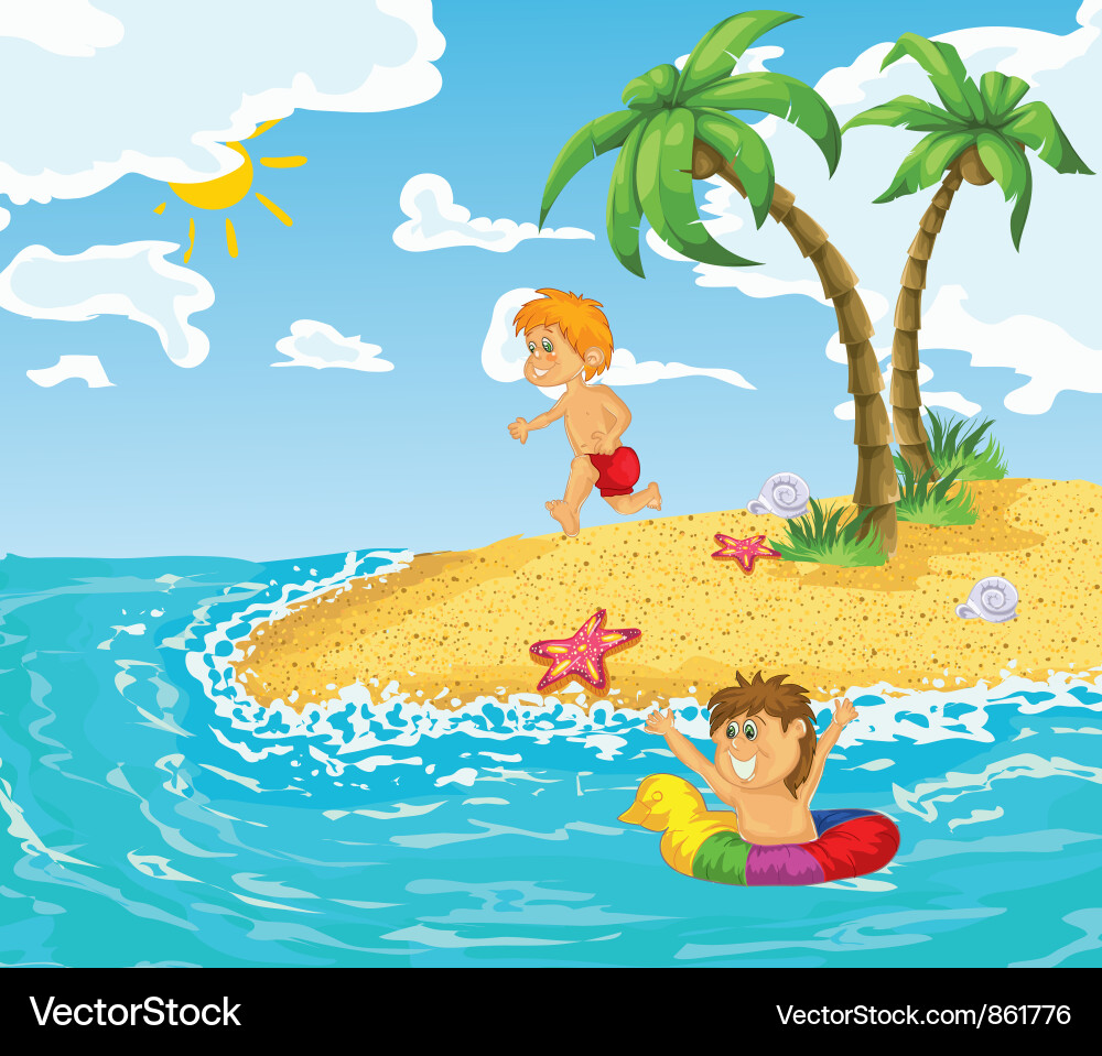 Cartoon summer background Royalty Free Vector Image