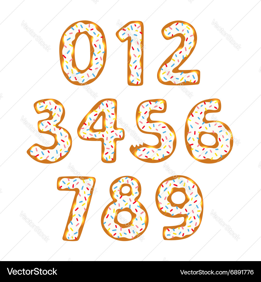 Donut numbers Royalty Free Vector Image - VectorStock