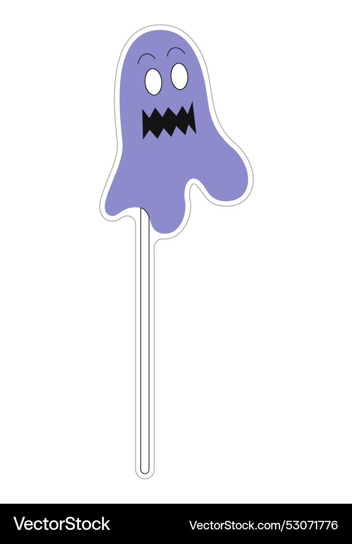 Halloween ghost mask on a stick sticker color Vector Image