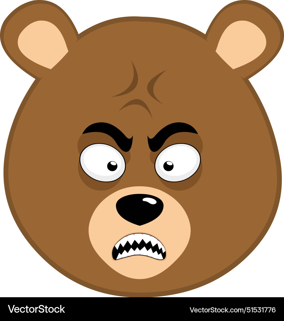 Head brown bear cartoon angry expression vein Vector Image