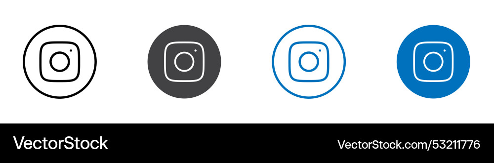 Instagram icon flat editable mark set Royalty Free Vector