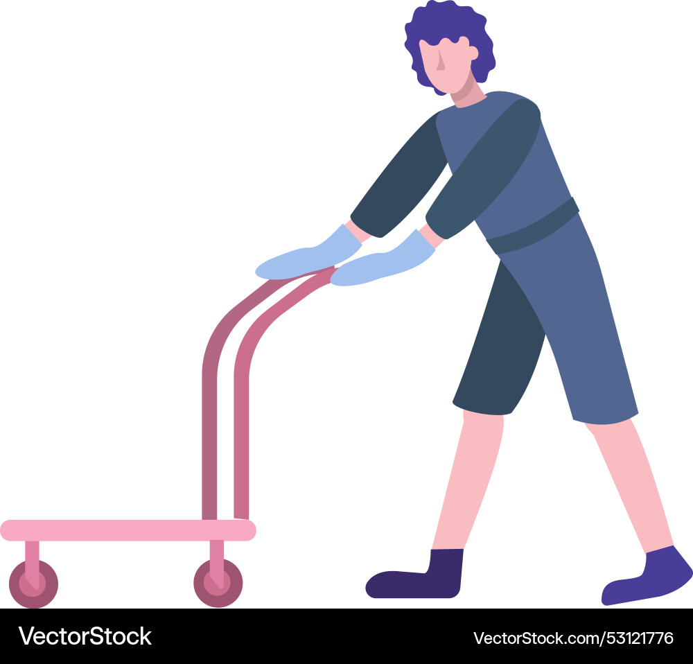 Man pushing trolley cart icon isolated Royalty Free Vector