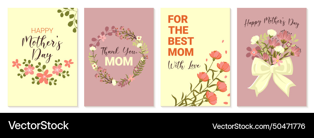 Mothers day posters set in hand drawn flat style Vector Image