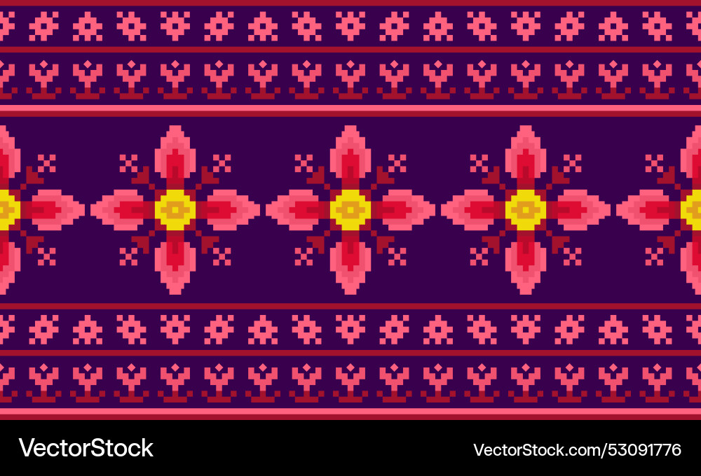 Pixel designs red flowers square Royalty Free Vector Image