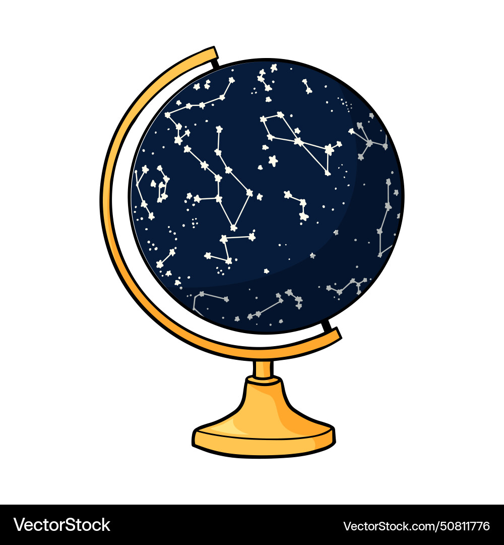 Starry sky night map with constellations on globe Vector Image