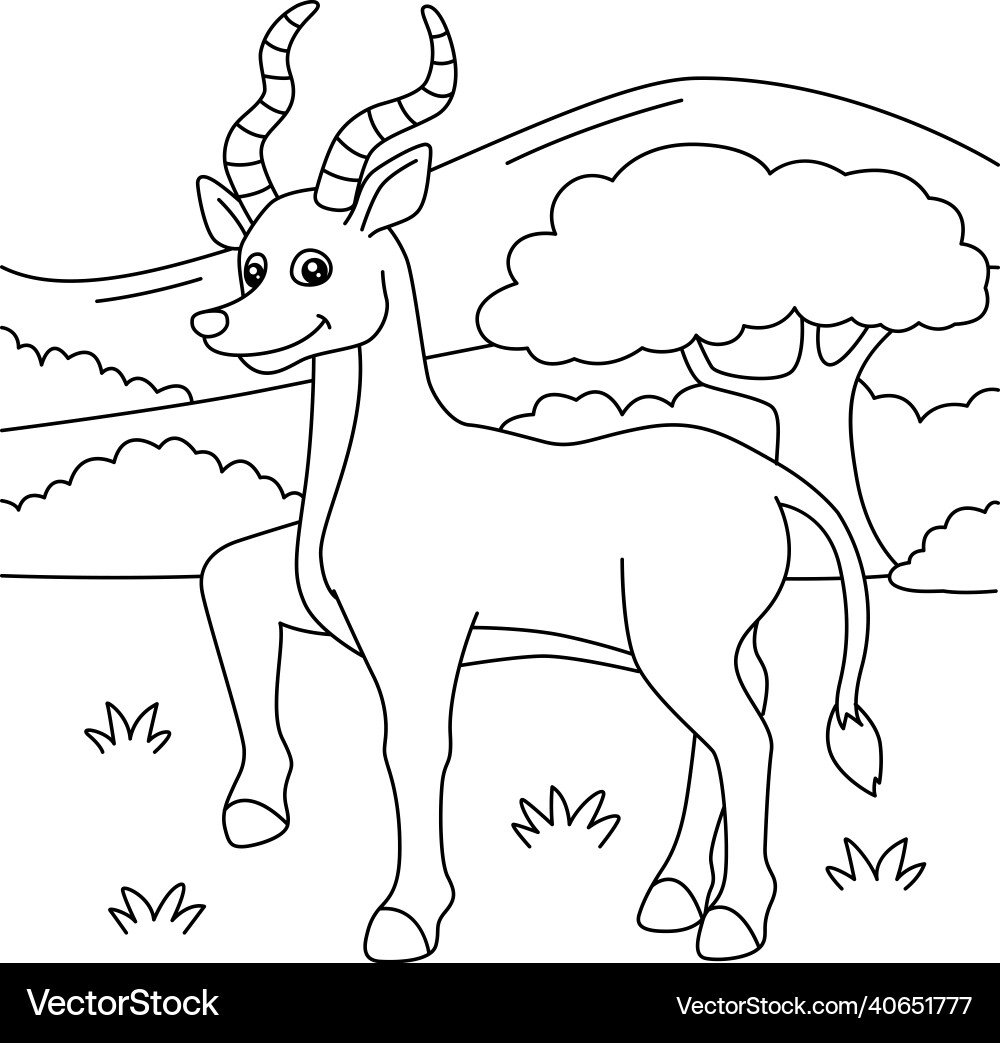 Antelope coloring page for kids Royalty Free Vector Image