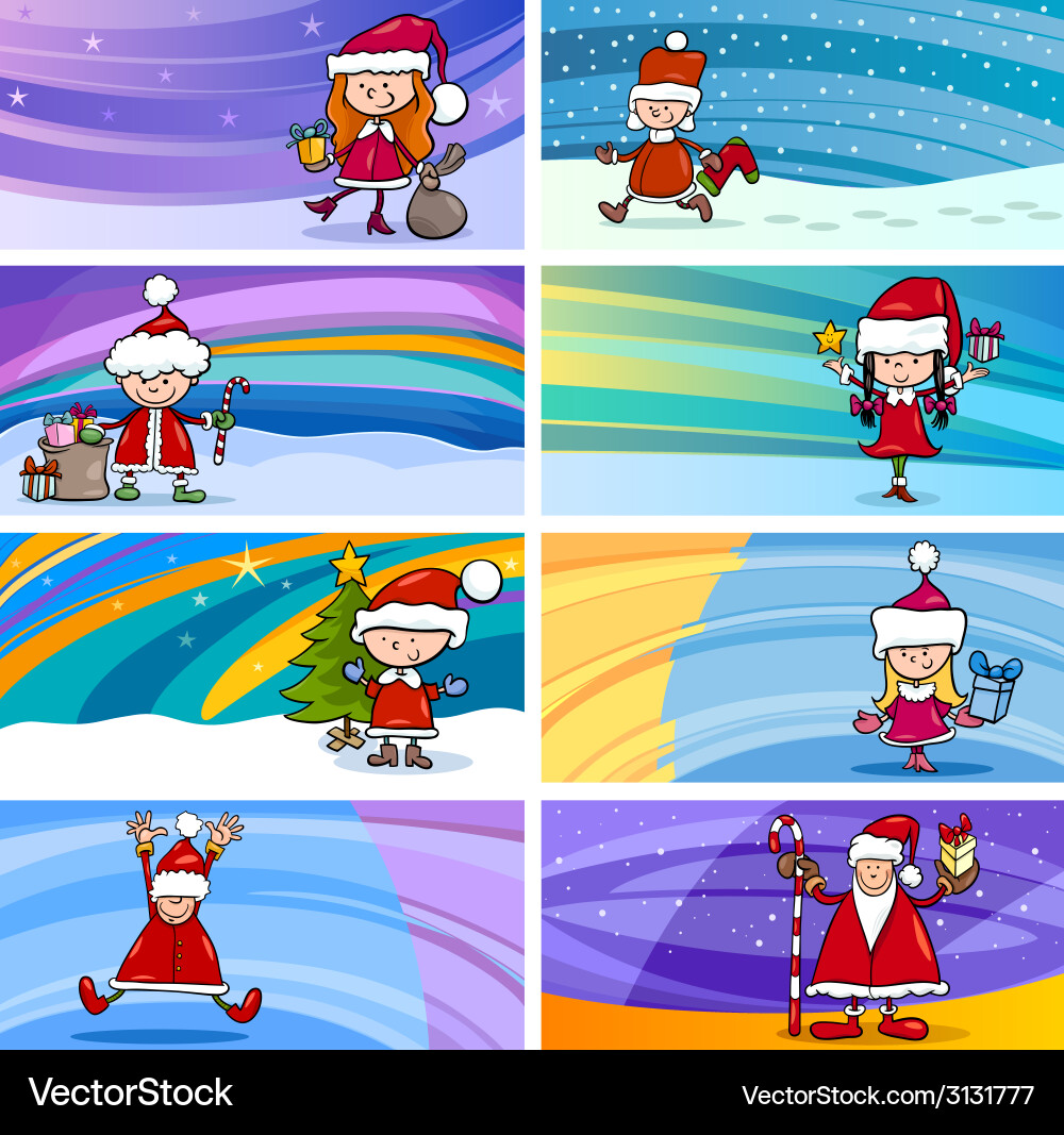 Cartoon greeting cards with children Royalty Free Vector