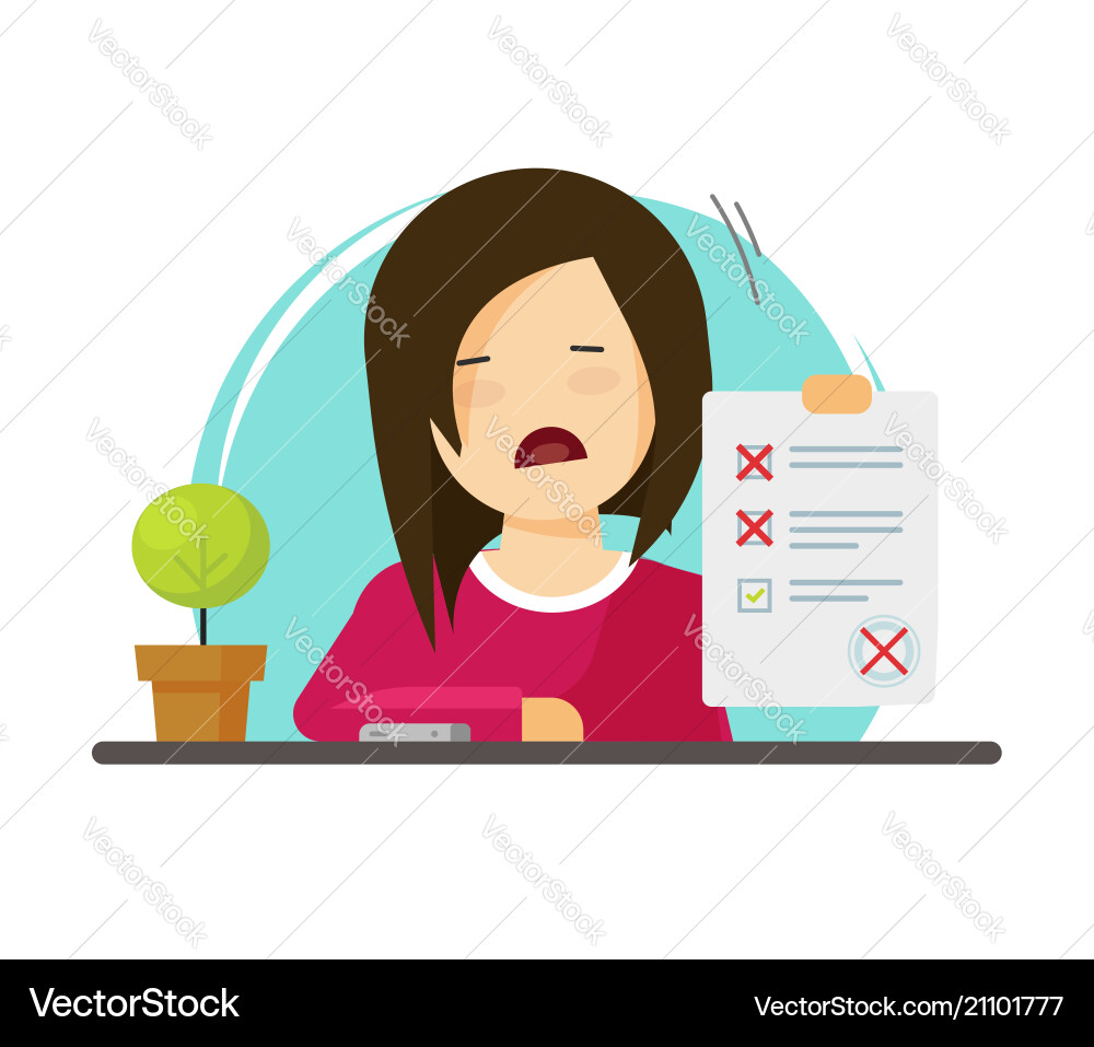 Exam paper form with failed assessment Royalty Free Vector