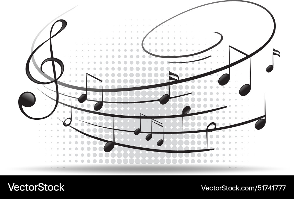 Flowing musical notes with a treble clef Vector Image