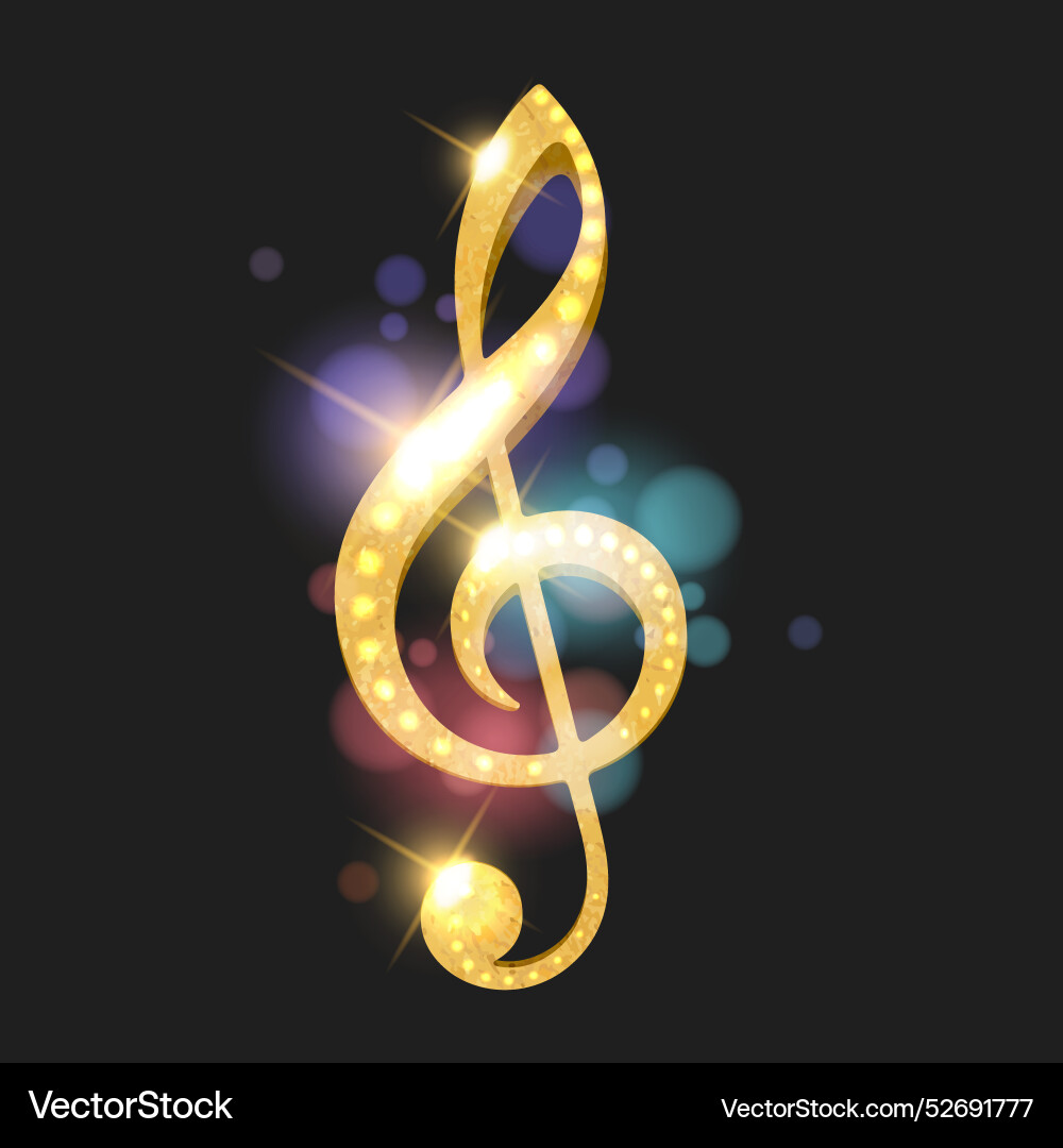 Golden Treble Clef Symbol Royalty Free Vector Image